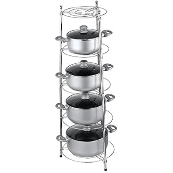 Kitchenista Chrome Five Tier Kitchen Pan Stand Saucepan Pot Rack ...