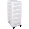 Really Useful Box Plastic Storage Box Slimline Storage Tower 4x6 Litre Clear Frame with Drawers ...