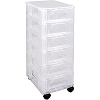 Really Useful Plastic Storage Box Storage Tower 8x9.5 Litre Clear Frame with Rainbow Drawers ...