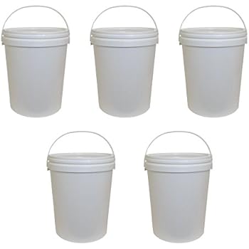 25 LITRE PLASTIC BUCKET WITH LID AND METAL HANDLE, HARD WEARING BUCKET ...