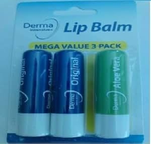 Derma Intensive+ Lip Balm Mega Value Pack of 3 Lip Balms (2 Original ...