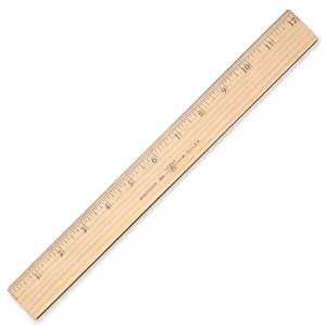 Westcott Wood Ruler Measuring Metric and 1/16 -inch Scale with Single ...