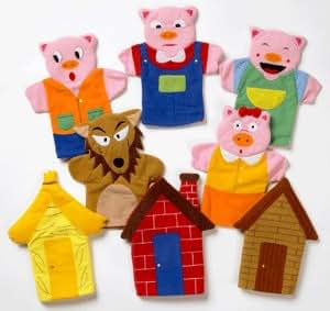 Three Little Pigs Hand Puppet Set (8 puppets): Amazon.co.uk: Toys & Games