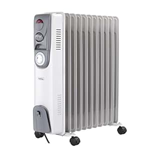 VonHaus 11 Fin 2500W Oil Filled Radiator, 3 Power Settings, Adjustable ...