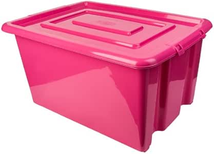New Whitefurze Plastic Stackable Container Pink Small Storage Box With ...