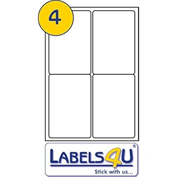 99 x 139mm Labels, 4 Labels Per Page/Sheet x 500 A4 Sheets, Labels4u ...