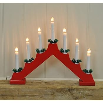 Pre-Lit Wooden Triangle Candle Bridge Window Table Christmas Decoration ...