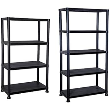 ASAB 4 Tier Heavy Duty Plastic Shelf Shelving Shelves Strong Rack ...