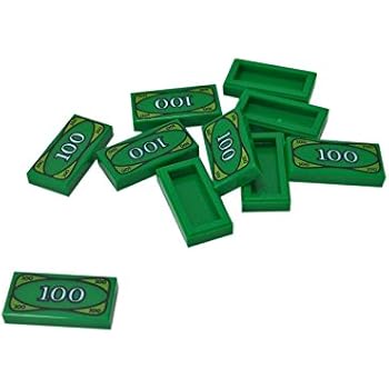 LEGO 10 x "100" Green Money Tile City Minifigure Robber Dollar: Amazon ...