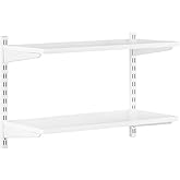 Shopfitting Warehouse White Adjustable Wooden Wall Shelving Kit - 2 x ...