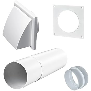 Tumble Dryer Vent kit (White Cowl outlet) - 100mm/4 round through wall ...