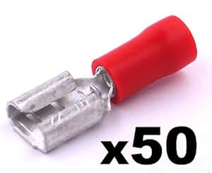 Cosse Electrique Femelle Isolée 6.3 mm Rouge - Lot de 50 Cosses ...