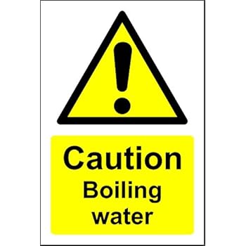 Warning boiling water safety sign - Self adhesive sticker 100mm x 70mm ...