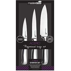 MasterClass Acero Deluxe Stainless Carbon Steel Knife Set (3 Pieces ...