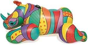Bestway Inflatable Rhino Pool Float, Ride-On Toy with Pop-Art Design ...