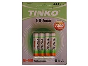 TINKO 4 x AAA 900mAh 1.2v RECHARGEABLE NI-MH BATTERIES: Amazon.co.uk ...
