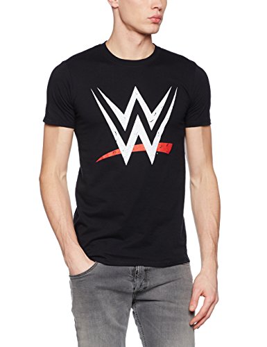 T-shirt klassiker: WWE Herren T-Shirt Logo-Mens T-Black-XLG, Schwarz, XL