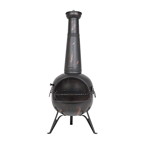 Get Extra Large 134cm Bronze Steel Chiminea With Bbq Grill at Garden ...