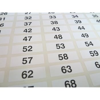 31x10mm, Black on White Labels, Consecutively Numbered 1 to 1000 ...
