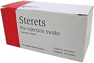 Sterets Pre-Injection Swabs Pack of 100 Sachets : Amazon.co.uk: Health ...