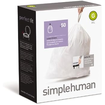 simplehuman Code G, Custom Fit Bin Liners, 20 Liners, White, 30 L: Amazon.co.uk: Kitchen & Home