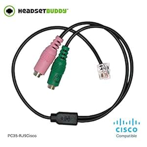 Headset Buddy Adapter: PC Headset to CISCO Phone Jack, RJ9/RJ10 to Dual ...