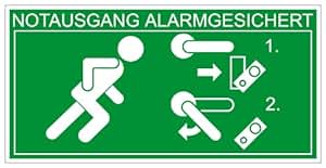 Fluchtwegschild - Notausgang alarmgesichert/Entriegelung Türwächter ...