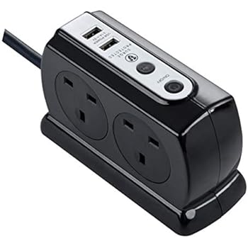 Masterplug SRGDU62PB USB Charging Surge Protected 2 m Extension Lead ...