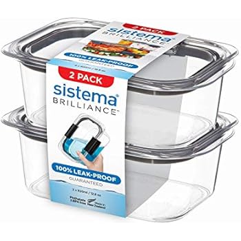 Sistema Brilliance Medium Rectangle 920ml 2 Pack: Amazon.co.uk: Kitchen & Home