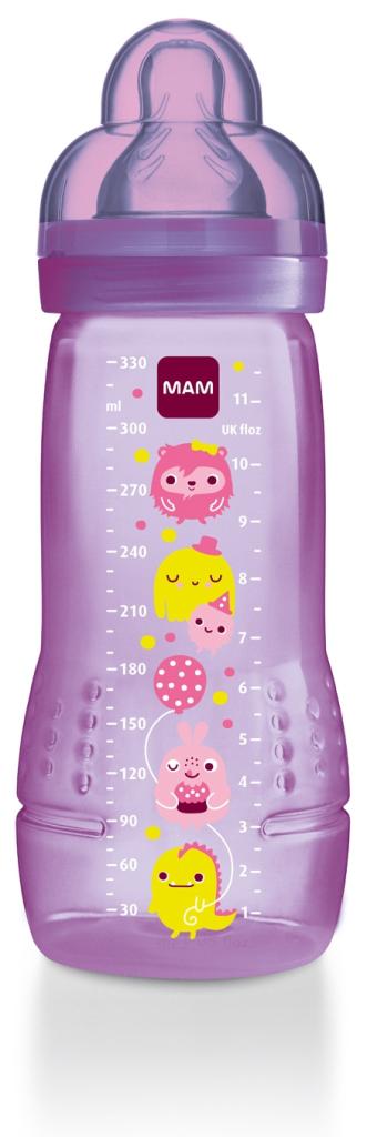 MAM Baby Bottle with Fast Flow Teat (330 ml, Pink) : Amazon.co.uk: Baby ...