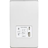 Knightsbridge Screwless Shaver Socket with Dual USB A+C (5V DC 2.4A ...