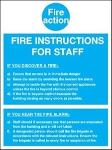 Fire Action Notice - Fire Instructions for Staff (Self Adhesive Vinyl ...