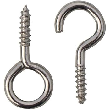 20 x Hooks and eyes 25mm net wire curtain screws - 10 x hooks & 10 x ...