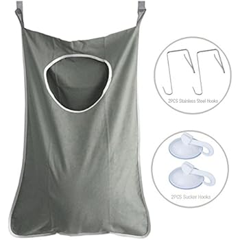 Laundry Nook, Door-Hanging Laundry Hamper with Stainless Steel Hooks ...