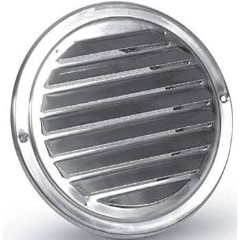 Stainless steel ventilation grille, exhaust air grid, round with flange ...