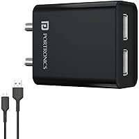 Portronics Adapto 66 2.4A 12w Dual USB Port 5V/2.4A Wall Charger,Comes ...