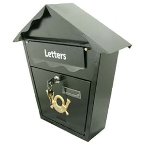 Outside Lockable Black Letter Letterbox Post PostBox: Amazon.co.uk ...
