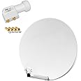 HDSAT Pack Parabole Satellite Fibre Composite Blanche 60cm Brides INOX + LNB Twin HD 4K : Amazon ...