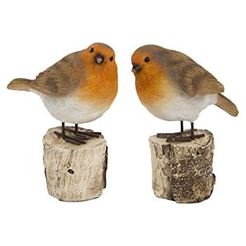 Set of two Robin Ornaments, suitable for outside. Weatherproof resin ...