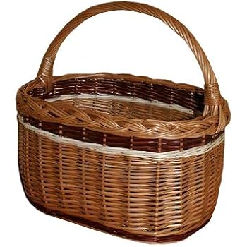 FRANK 'Einkaufskorb Eckig, Groß, Vollweide natur lackiert, mit Twisted ...