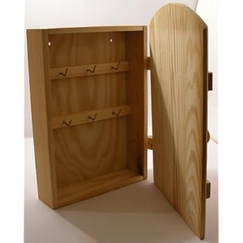 Creativ 1-Piece Wooden Key Cabinet with Metal Key Hooks and Small ...