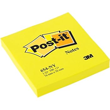 Post-it 76x76 mm Colour Notes - Neon Yellow: Amazon.co.uk: Office Products