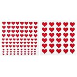 122 Herzen-Aufkleber, Herzsticker in Rot, 4 verschiedene Größen ...