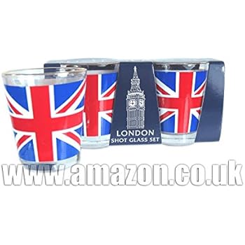 Shot Glasses with Round Gold Rim - London Scene and Polular Icons ...