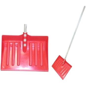 Red Heavy Duty Plastic Snow Shovel With Wooden Handle: Amazon.co.uk ...