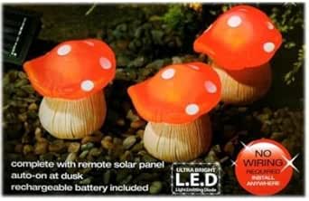 Set of 3 Solar Powered Toadstool Lights Set: Amazon.co.uk: Lighting