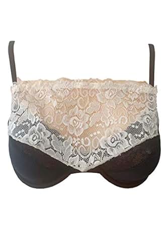 Lace Bra Insert - Modesty Panel - Decollete Cover Up - Floral - Nude S ...