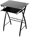 LEVV Graphite Computer Desk with Clear Glass Top: Amazon.co.uk: Kitchen ...