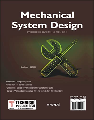 Buy Mechanical System Design For SPPU CREDIT SYSTEM SYLLABUS BE MECH buy-mechanical-system-design-for-sppu-credit-system-syllabus-be-mech