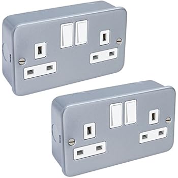 MK Metalclad Plus K2946 ALM 13 amp 2-Gang Double-Pole Switch Socket: Amazon.co.uk: DIY & Tools